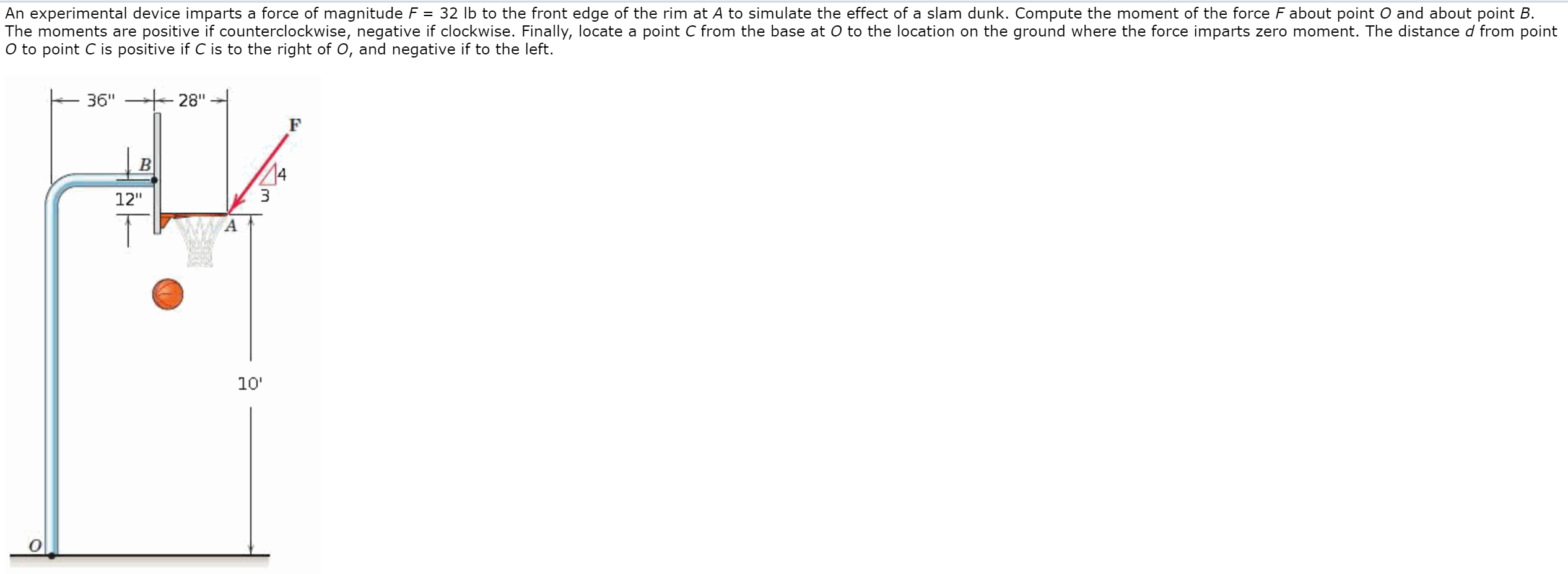 Solved Determine the moment of the 195-Ib force about point | Chegg.com