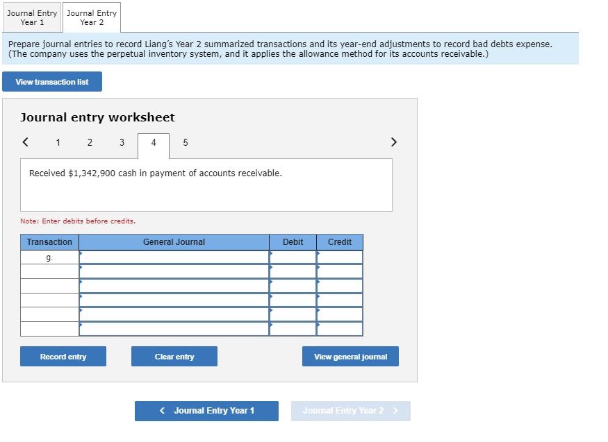 Solved repare journal entries to record Liang's Year 1 | Chegg.com