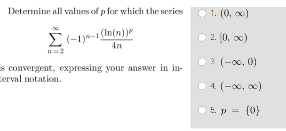 Solved Determine all values of p for which the series 1. | Chegg.com