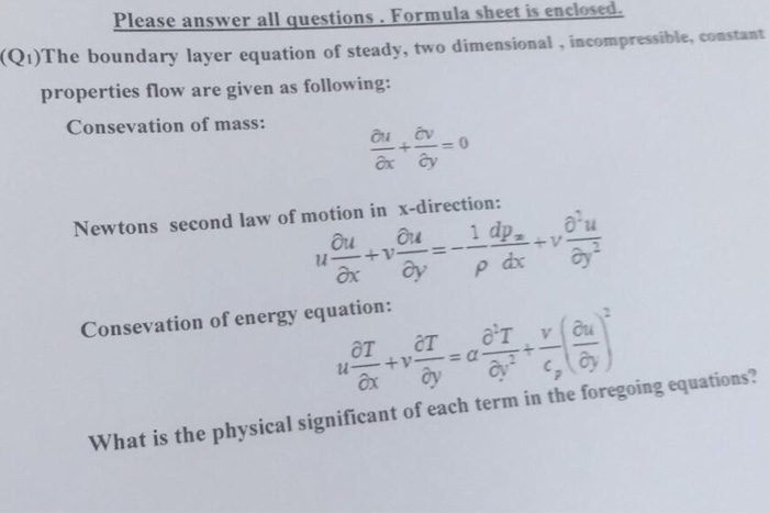 Solved The Boundary Layer Equation Of Steady Two
