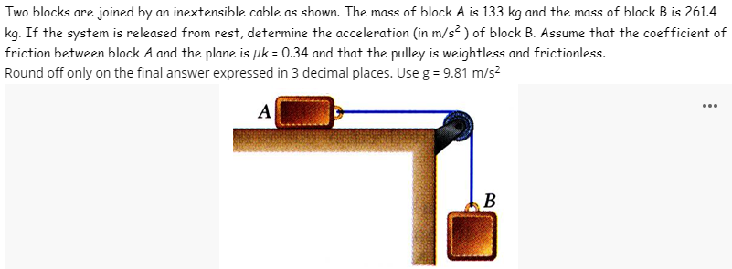 Solved Two blocks are joined by an inextensible cable as | Chegg.com