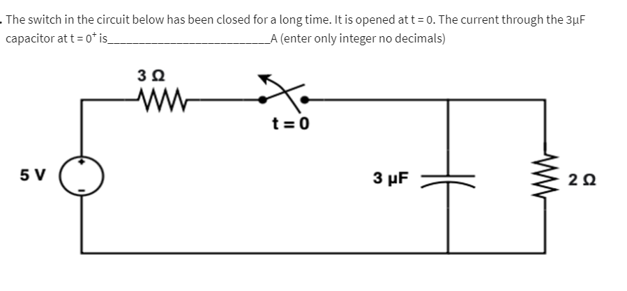 Solved The switch in the circuit below has been closed for a | Chegg.com