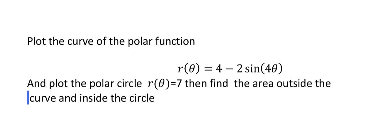 Solved Plot the curve of the polar function = r(e) = 4 – 2 | Chegg.com