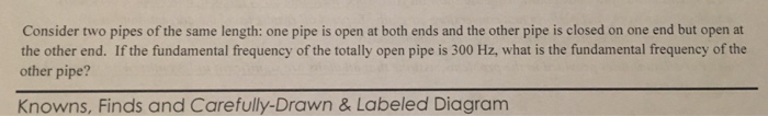 Solved Consider two pipes of the same length: one pipe is | Chegg.com