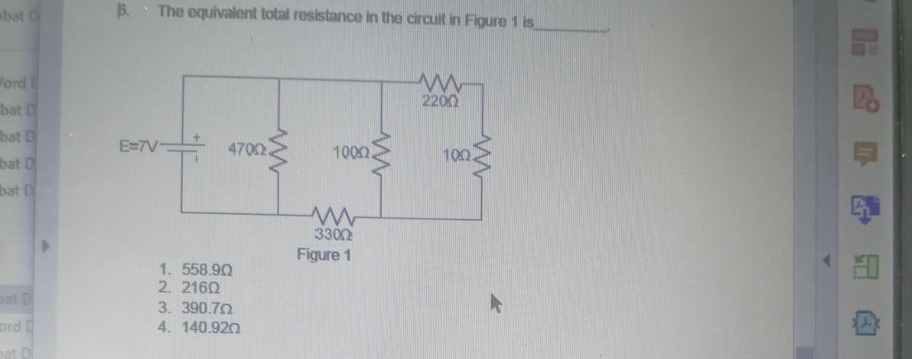Solved B. The equivalent total resistance in the circuit in | Chegg.com