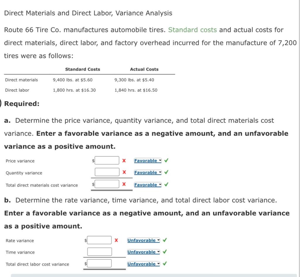 Solved Direct Materials and Direct Labor, Variance Analysis | Chegg.com