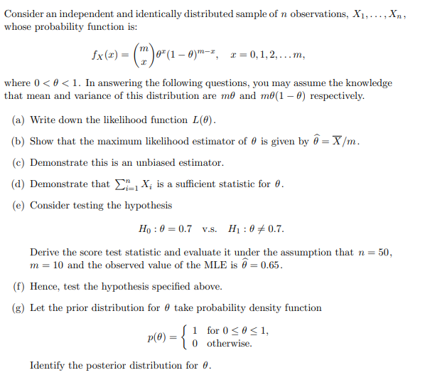 Solved Consider an independent and identically distributed | Chegg.com