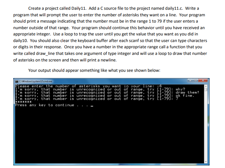 Solved Create a project called Daily11. Add a C source file | Chegg.com