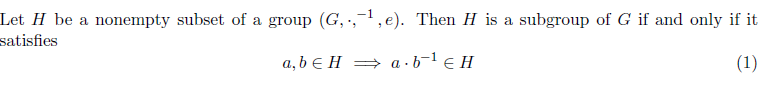 Solved Let H be a nonempty subset of a group (G,⋅,−1,e). | Chegg.com