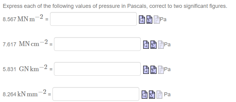 Solved Express each of the following values of pressure in | Chegg.com