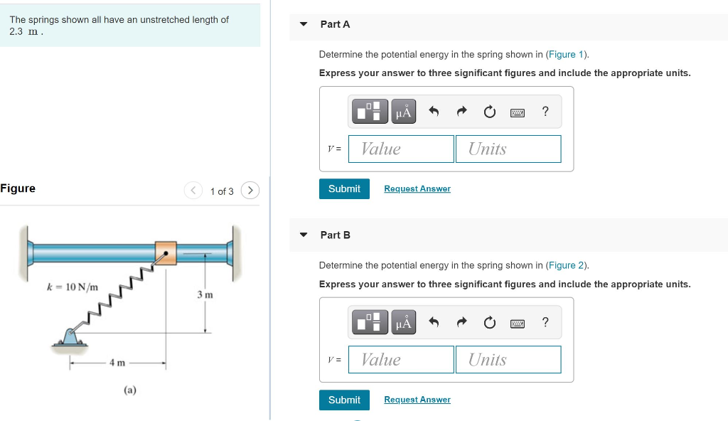 Solved The springs shown all have an unstretched length of | Chegg.com