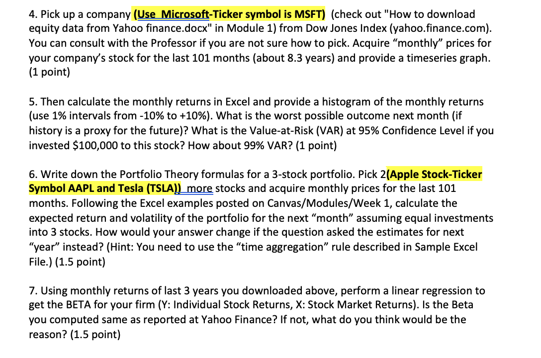 Solved Pick up a company (Use Microsoft-Ticker symbol is | Chegg.com
