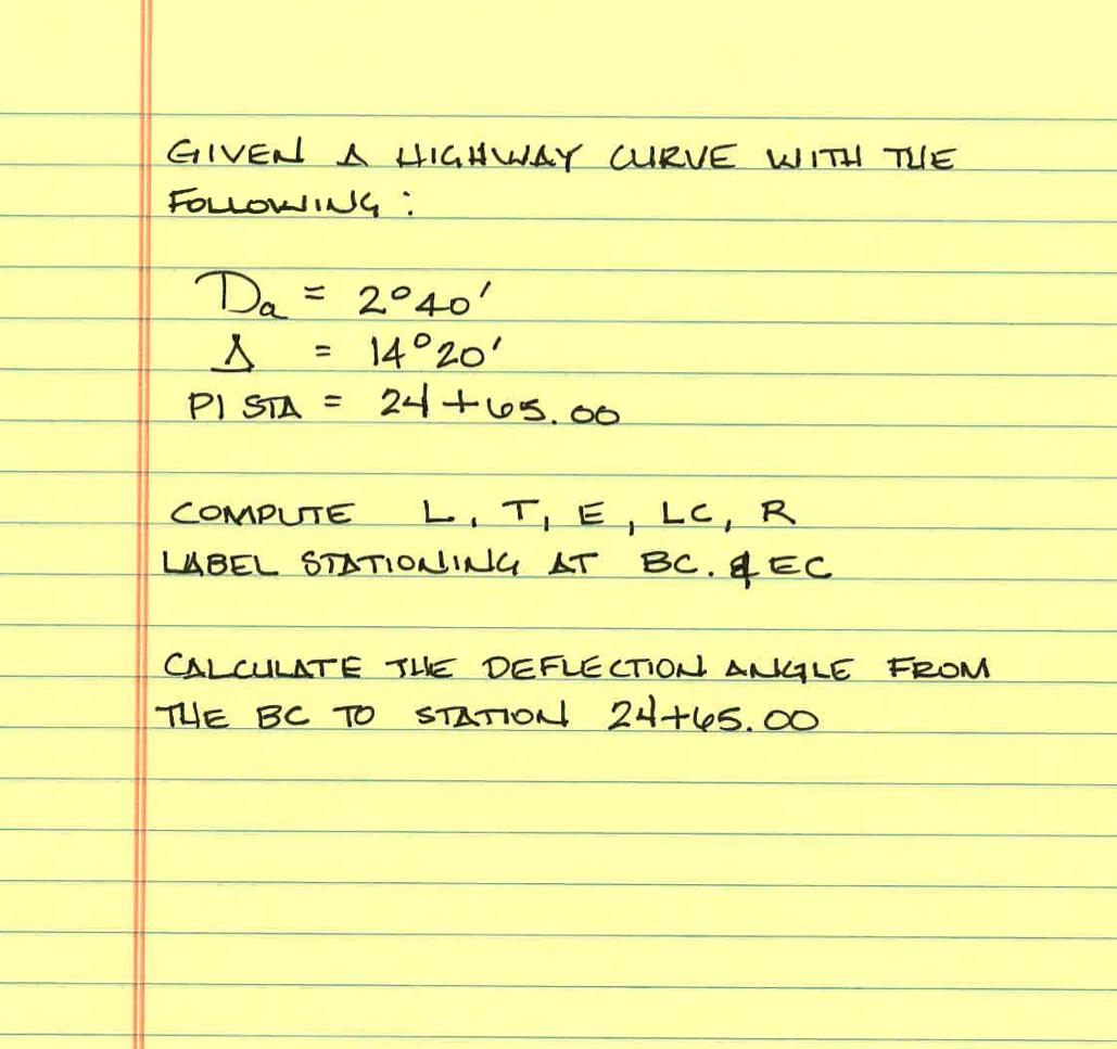 Solved Compute the Length, Tangent, External distance, | Chegg.com