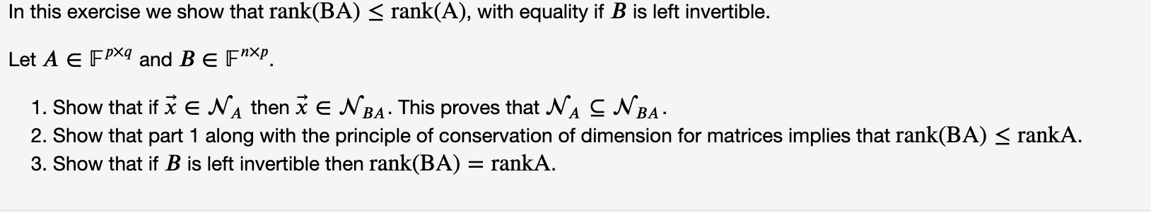 Solved In this exercise we show that rank(BA)