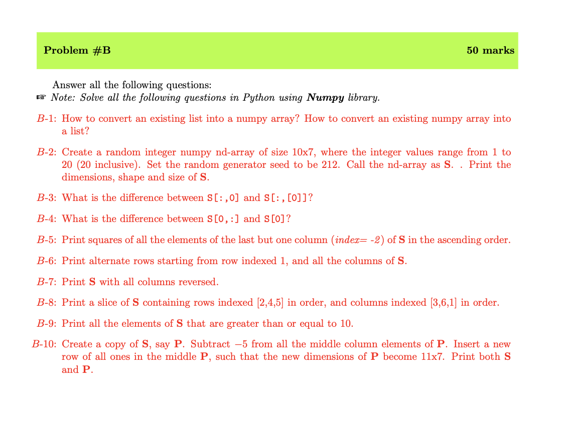 Solved Problem #B 50 marks Answer all the following | Chegg.com