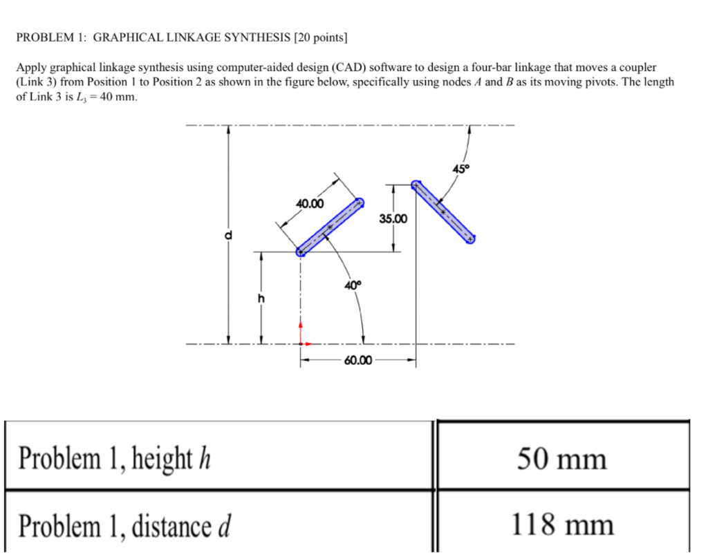 Solved PROBLEM 1: GRAPHICAL LINKAGE SYNTHESIS [20 points) | Chegg.com