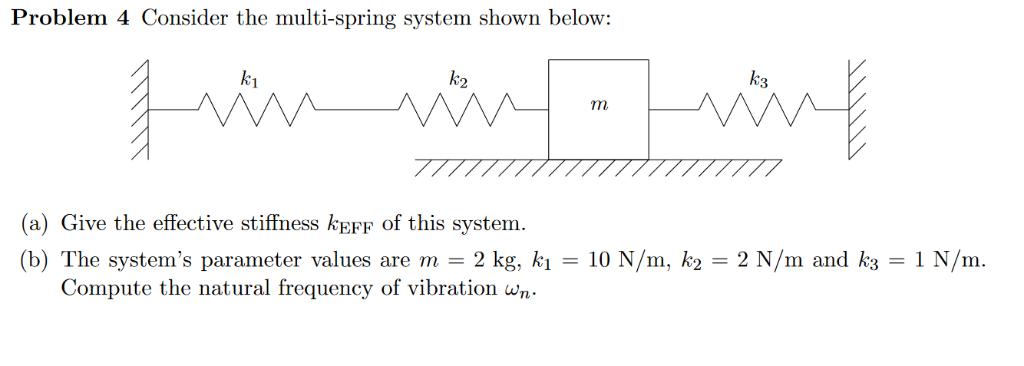 Solved Problem 4 Consider the multi-spring system shown | Chegg.com