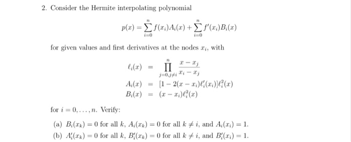 Solved Consider the Hermite interpolating polynomial p(x) = | Chegg.com