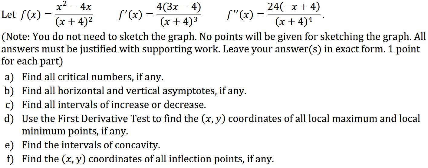 Solved x2 - 4x 4(3x – 4) 24(-x +4) Let f(x) = f'(x) = f"(x) | Chegg.com
