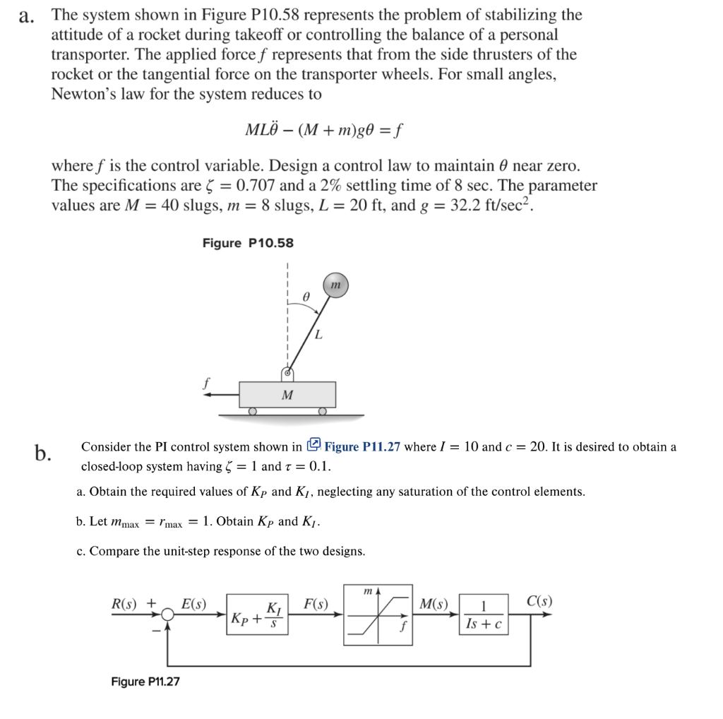 Solved The system shown in Figure P10.58 represents the | Chegg.com