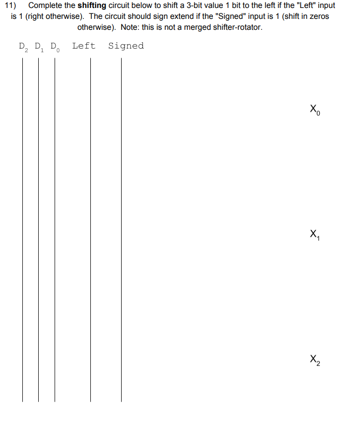 Solved 11) Complete the shifting circuit below to shift a | Chegg.com