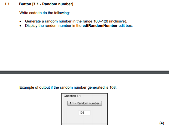 Solved 1.1 Button (1.1 - Random number] Write code to do the | Chegg.com