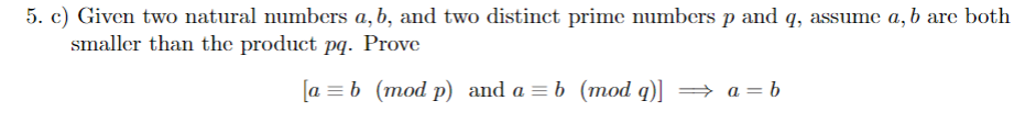 Solved 5. c) Given two natural numbers a,b, and two distinct | Chegg.com