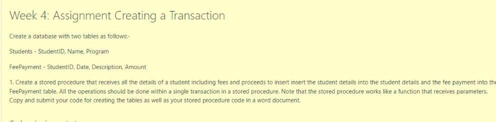 Solved Week 4: Assignment Creating a Transaction Create a | Chegg.com