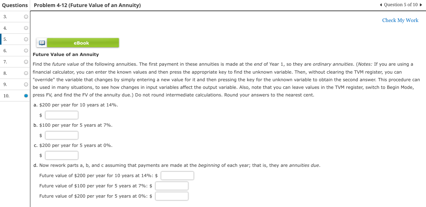 Solved Future Value of an Annuity Find the future value of | Chegg.com