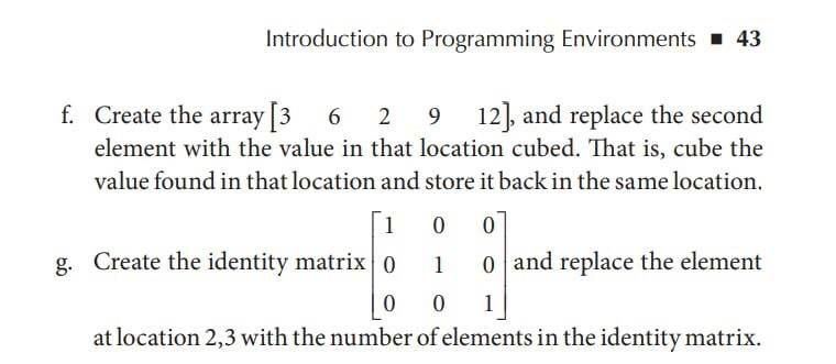 Solved Introduction to Programming Environments - 43 f. | Chegg.com