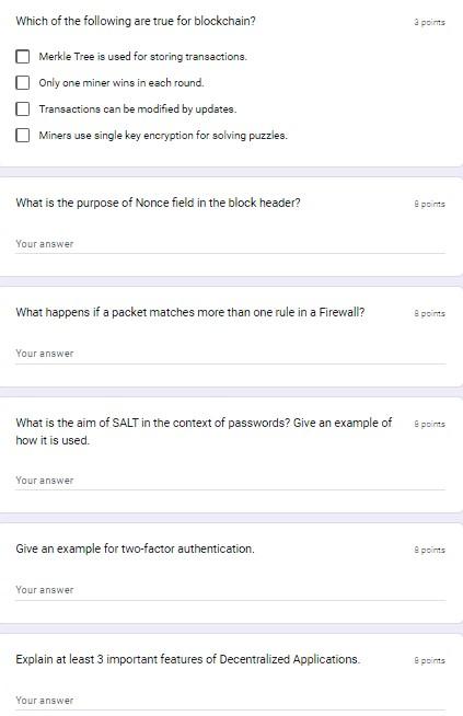 Solved Which of the following are true for blockchain? a | Chegg.com