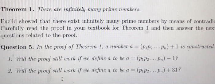 Solved Theorem 1. There are infinitely many prime numbers. | Chegg.com