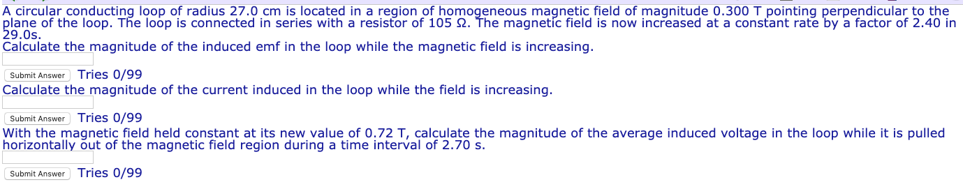 Solved A circular conducting loop of radius 27.0 cm is | Chegg.com