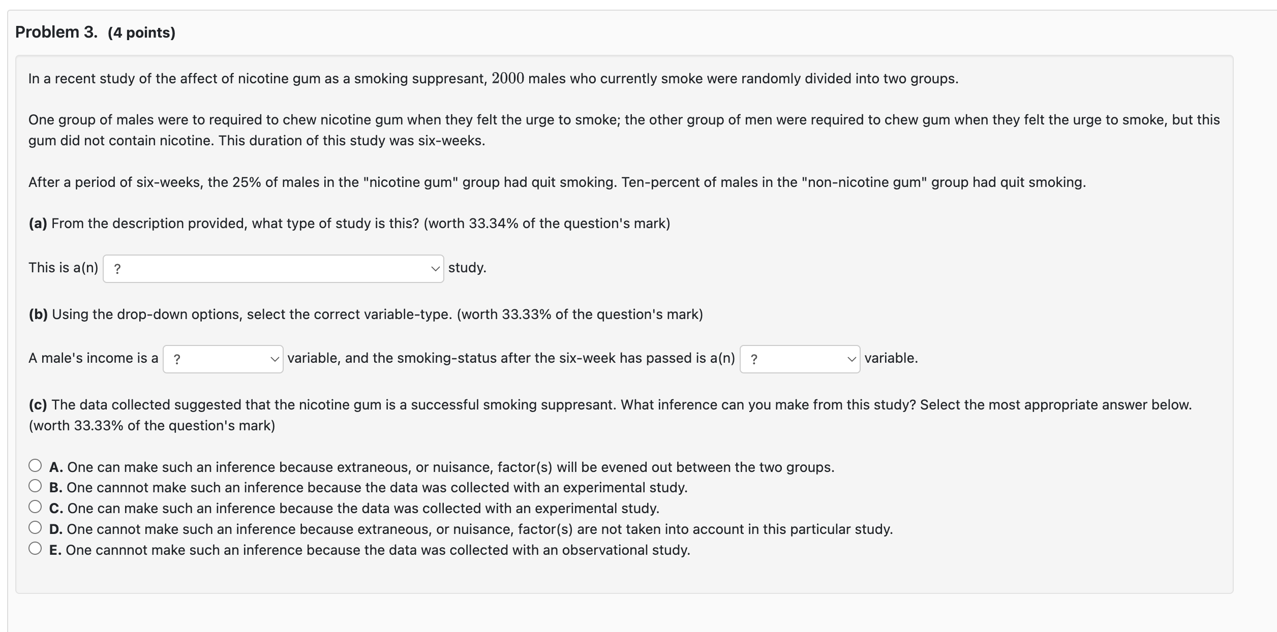 Solved Problem 3. (4 ﻿points)In a recent study of the affect | Chegg.com