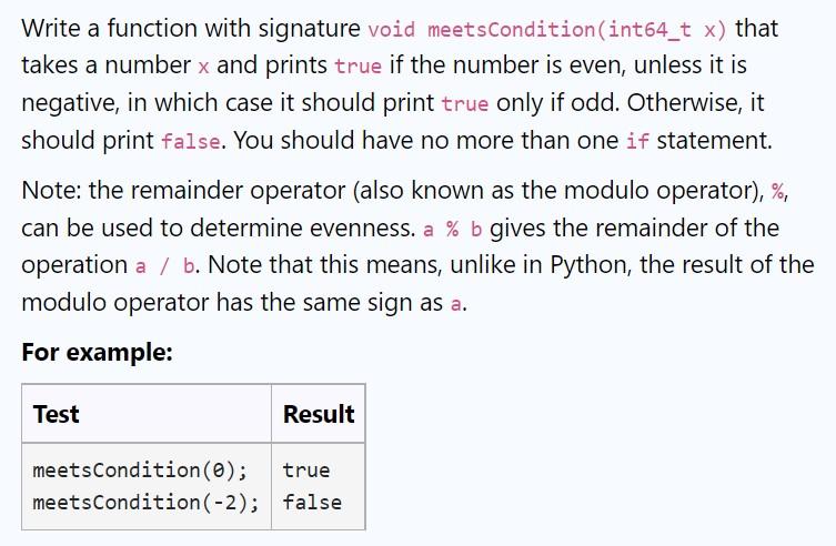 Solved Write a function with signature void meetscondition | Chegg.com