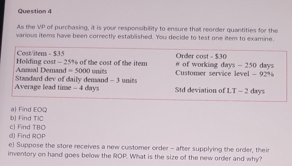 Solved As the VP of purchasing, it is your responsibility to | Chegg.com