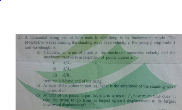 Solved 2) A horizontal string tied at both ends is | Chegg.com