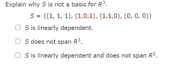 Solved Determine whether the set s spans R3. If the set does | Chegg.com