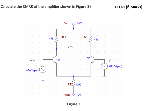 Solved Calculate the CMRR of the amplifier shown in Figure | Chegg.com