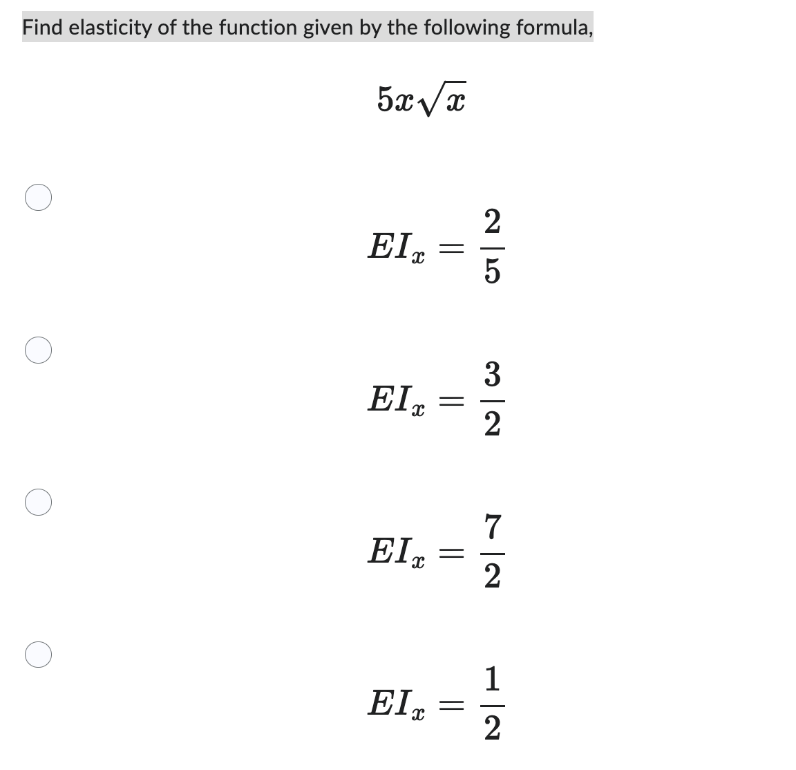 Solved Find elasticity of the function given by the | Chegg.com