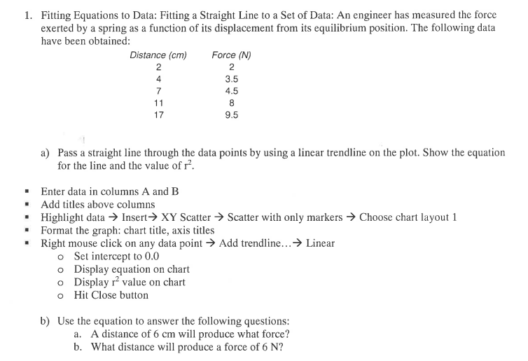 Solved 1. Fitting Equations to Data: Fitting a Straight Line | Chegg.com