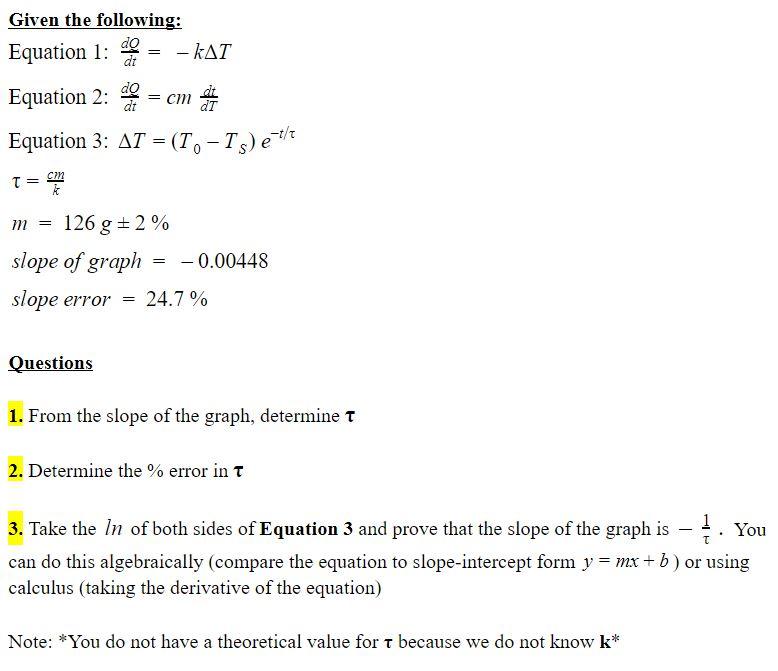Solved This the theory section for the lab with equations | Chegg.com