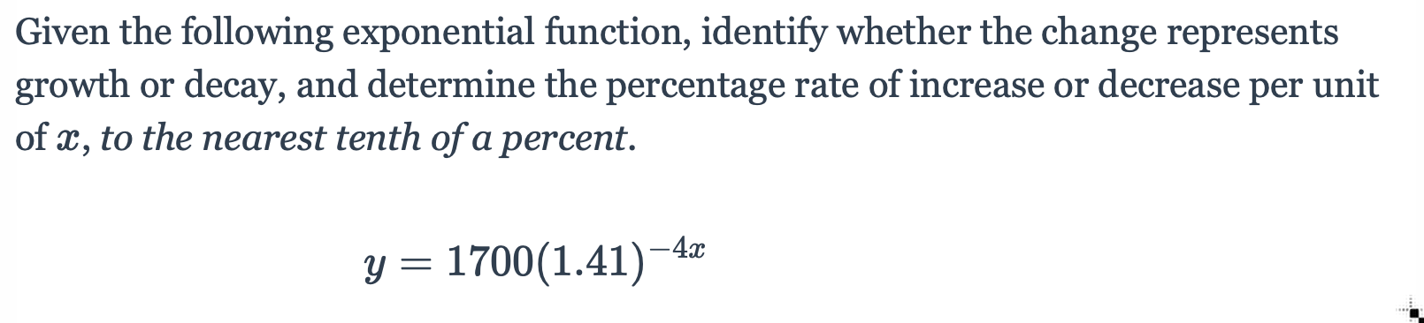 Solved Given the following exponential function, identify | Chegg.com
