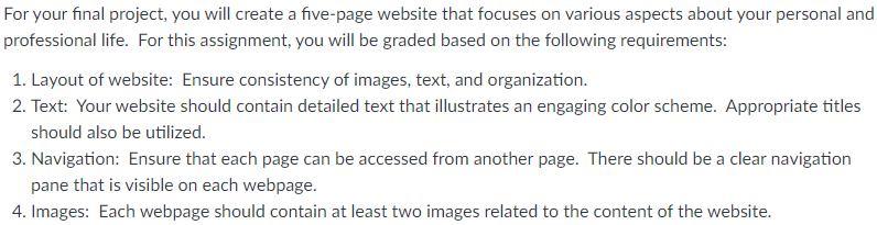 Solved Using basic html - For your final project, you will | Chegg.com