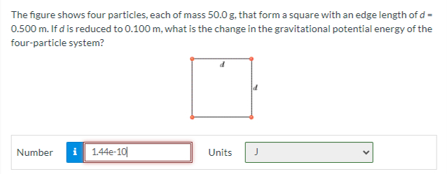 Solved The figure shows four particles, each of mass 50.0g, | Chegg.com