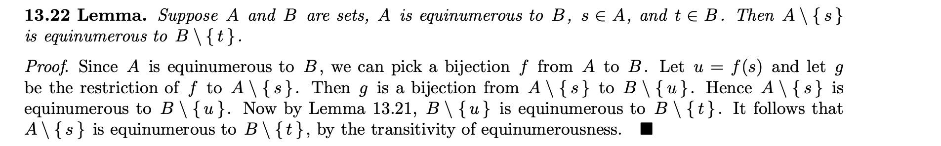 13.22 Lemma. Suppose A and B are sets, A is | Chegg.com