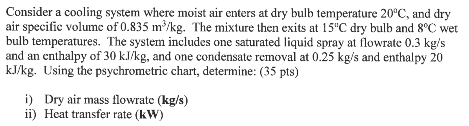 Solved Consider a cooling system where moist air enters at | Chegg.com