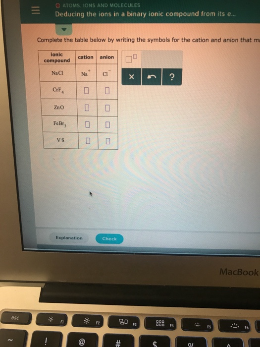 Solved O ATOMS. IONS AND VOLECULES Deducing the ions in a | Chegg.com