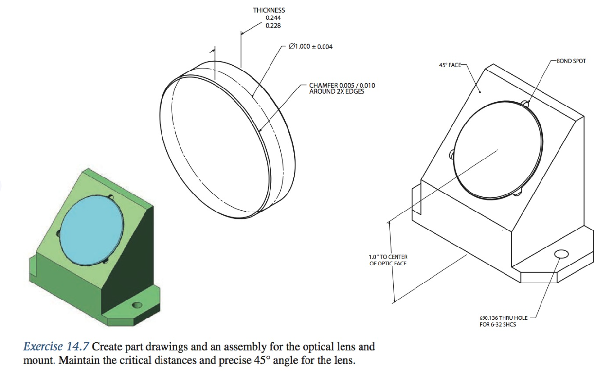 Solved Create part drawings and an assembly for the optical | Chegg.com