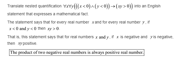 Solved C. Translate each of these nested quantification into | Chegg.com